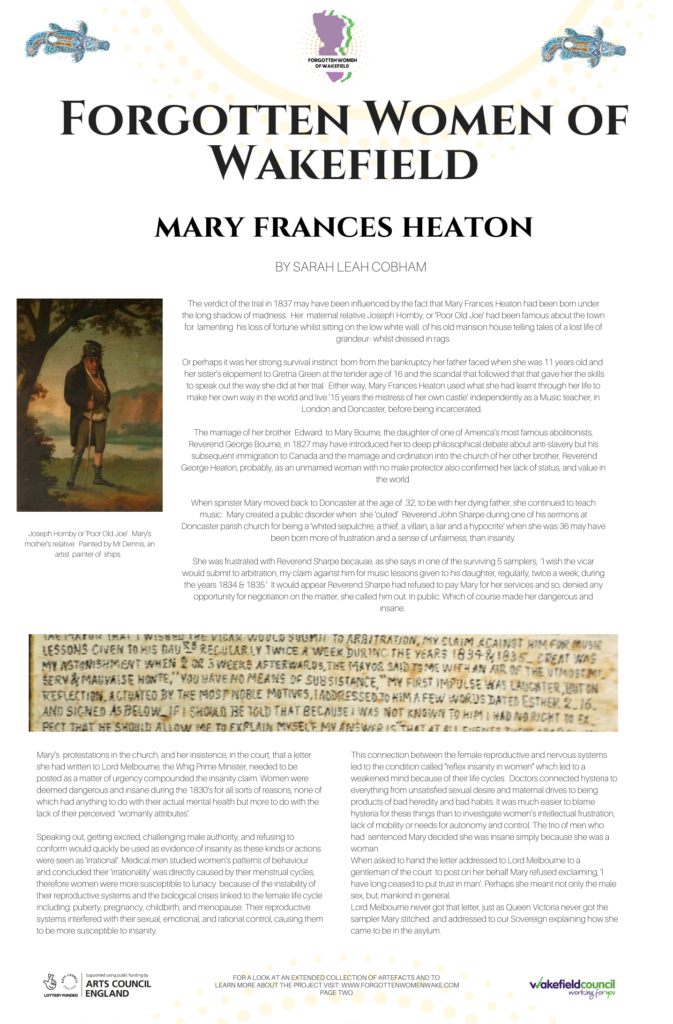 Mary Frances Heaton – The Forgotten Women of Wakefield