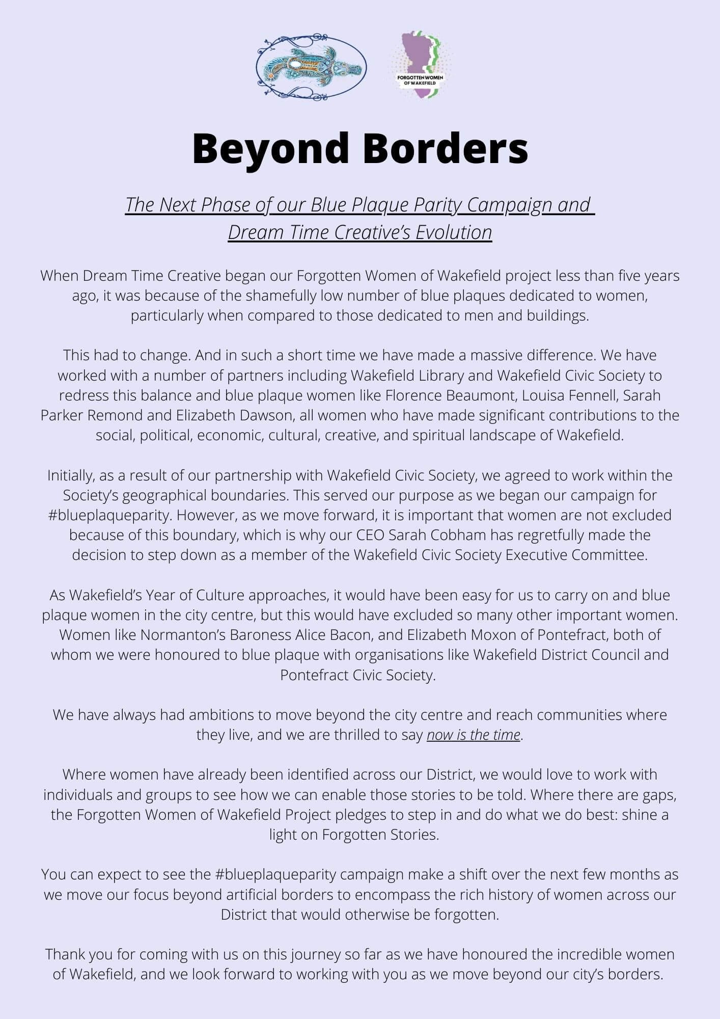 Beyond Borders – The Forgotten Women of Wakefield